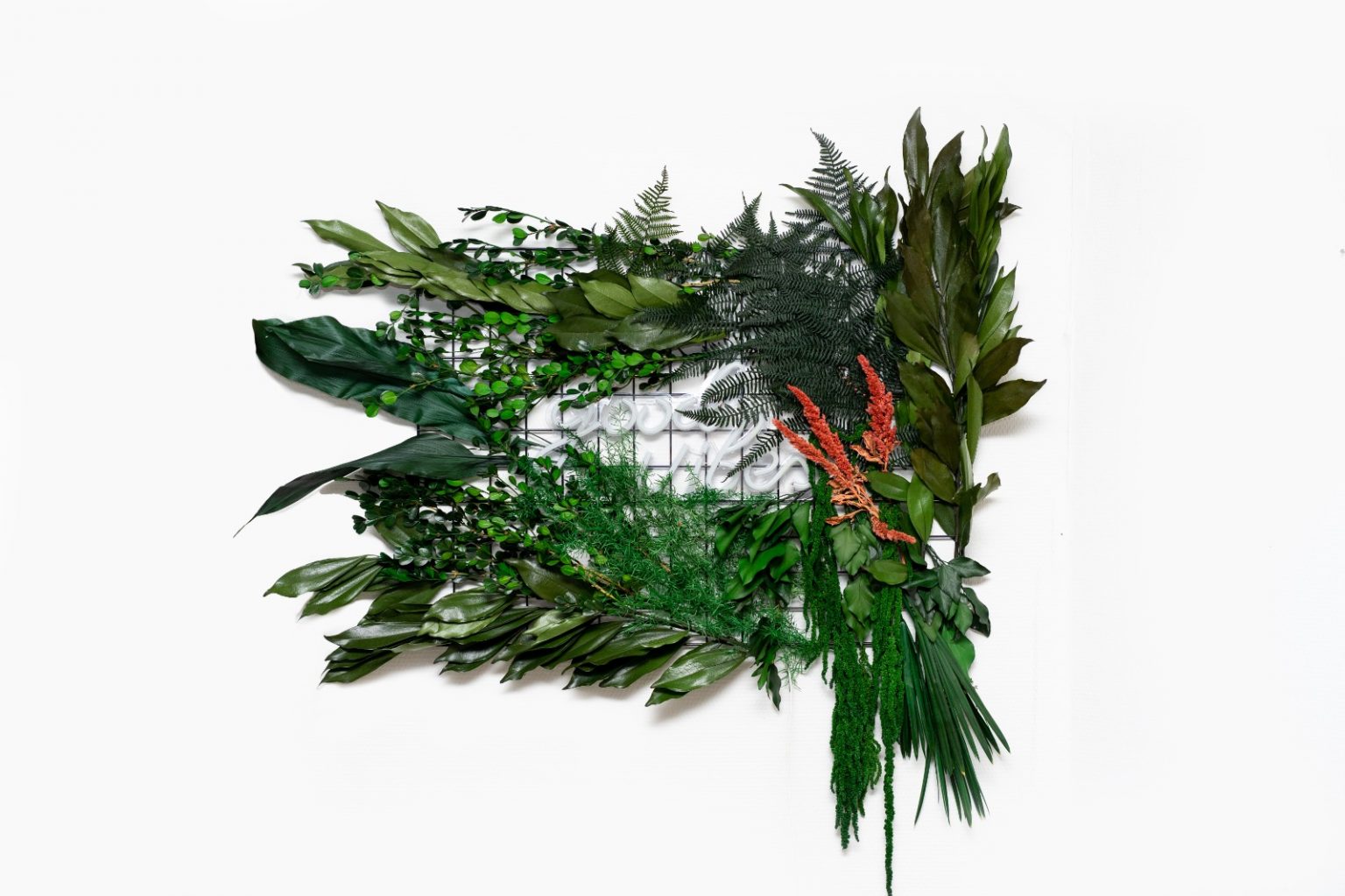 Pflanzenbild im Dschungeldesign "Good Vibes" 75 x55 cm mit Neon LED ...